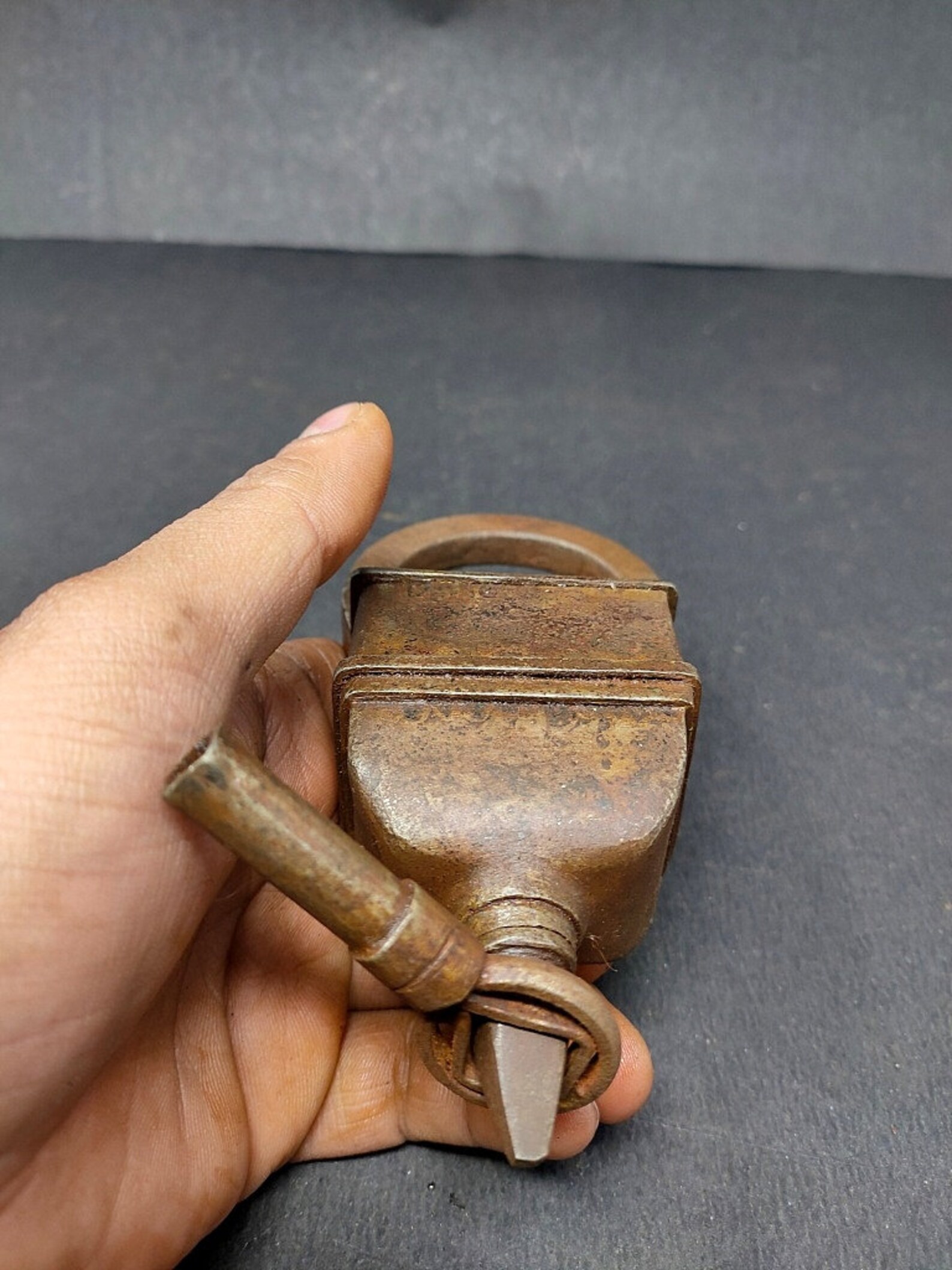 Antique Look Iron 5 Key Tricky Lock Hidden Key Hole Puzzle Padlock Hand ...