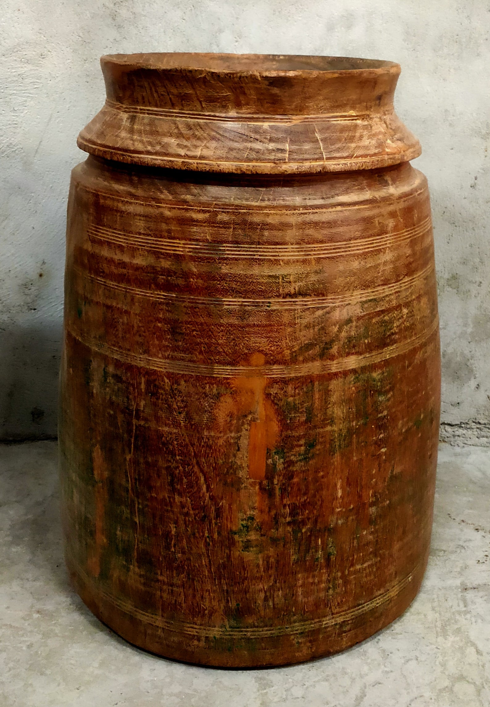 Antique Wooden Pot Hand Carved Planter Pot Rice Storage Pot Single Wood ...