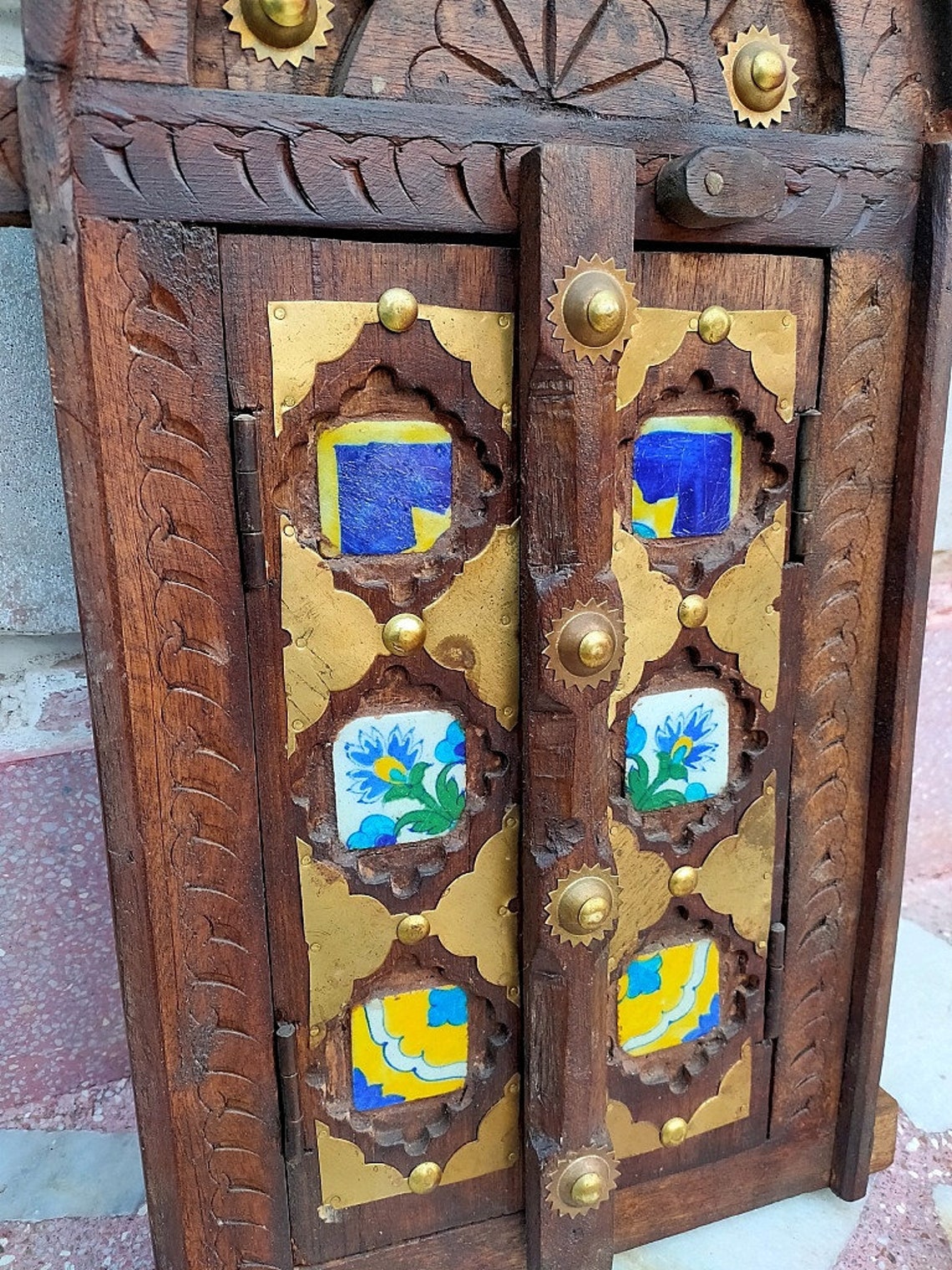Wooden Hand Floral Carved Ceramic Tiles Fitted Window Door - Etsy