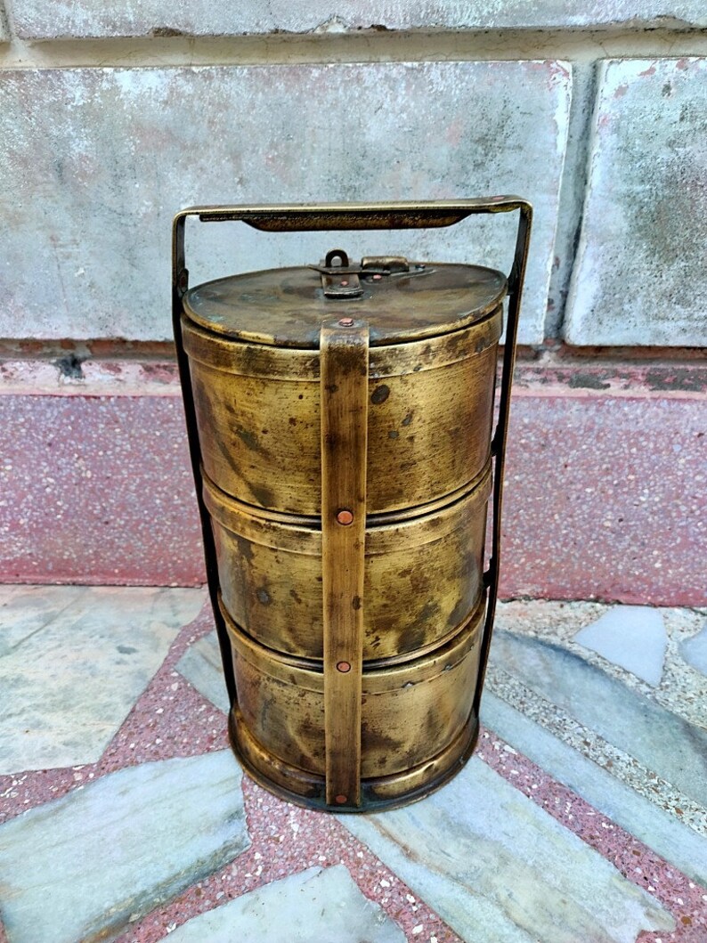 Antique Brass Lunch Box/ Brass Tiffin Box/ Brass Lunch Box/ - Etsy