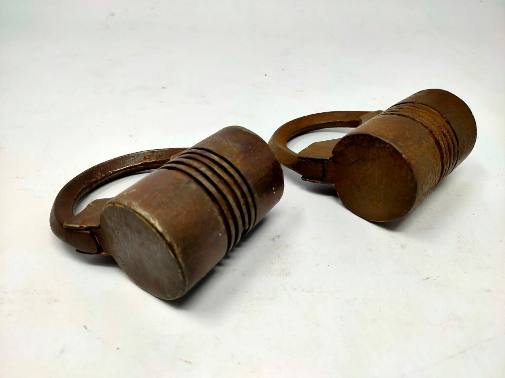 Antique Iron Barrel Shape Lock Hand Made Tribal Padlock Screw System ...
