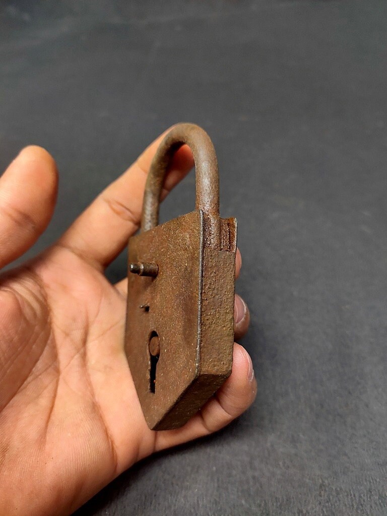 Antique Iron Padlock Made in Germany Hand Crafted Spring System Lock ...