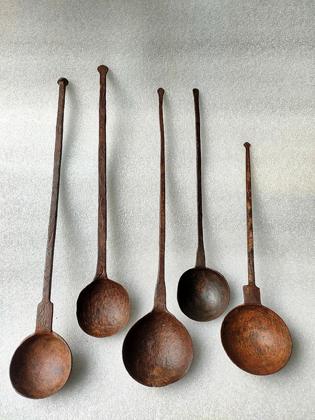 Antique Big Iron Hand Forged Cooking Spoon Old Indian Kitchen Used ...