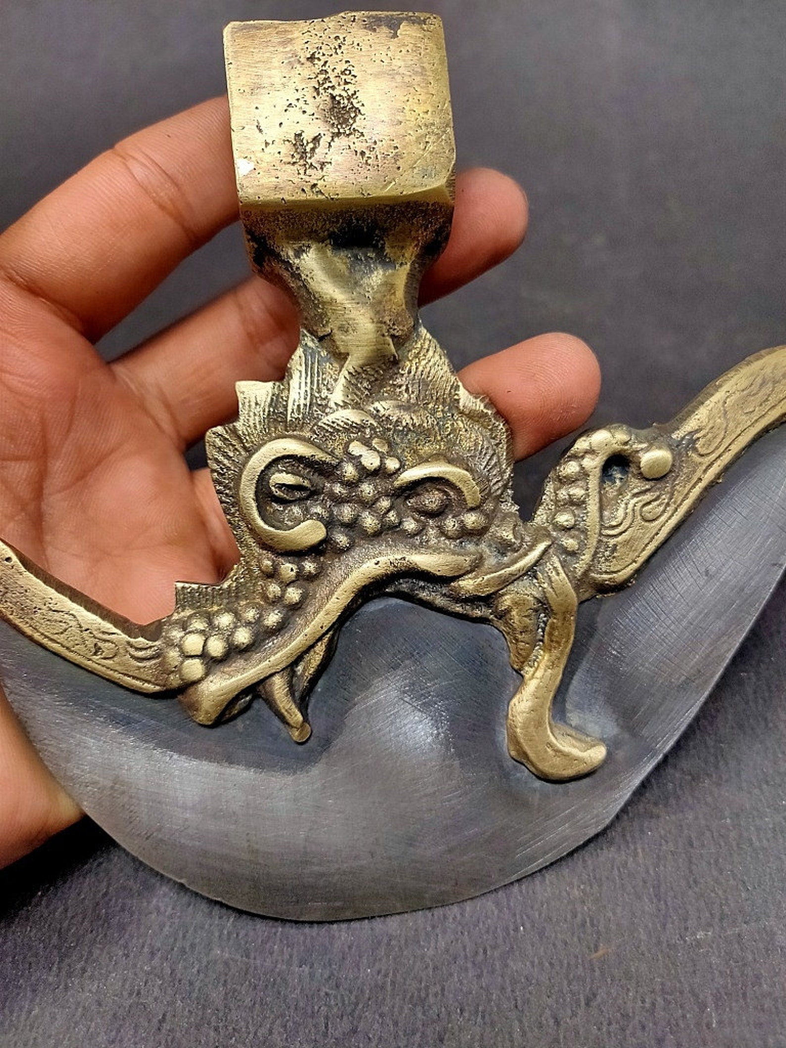 Brass Axe Head Unique Carved Iron Blade Axe Head Antique Look - Etsy