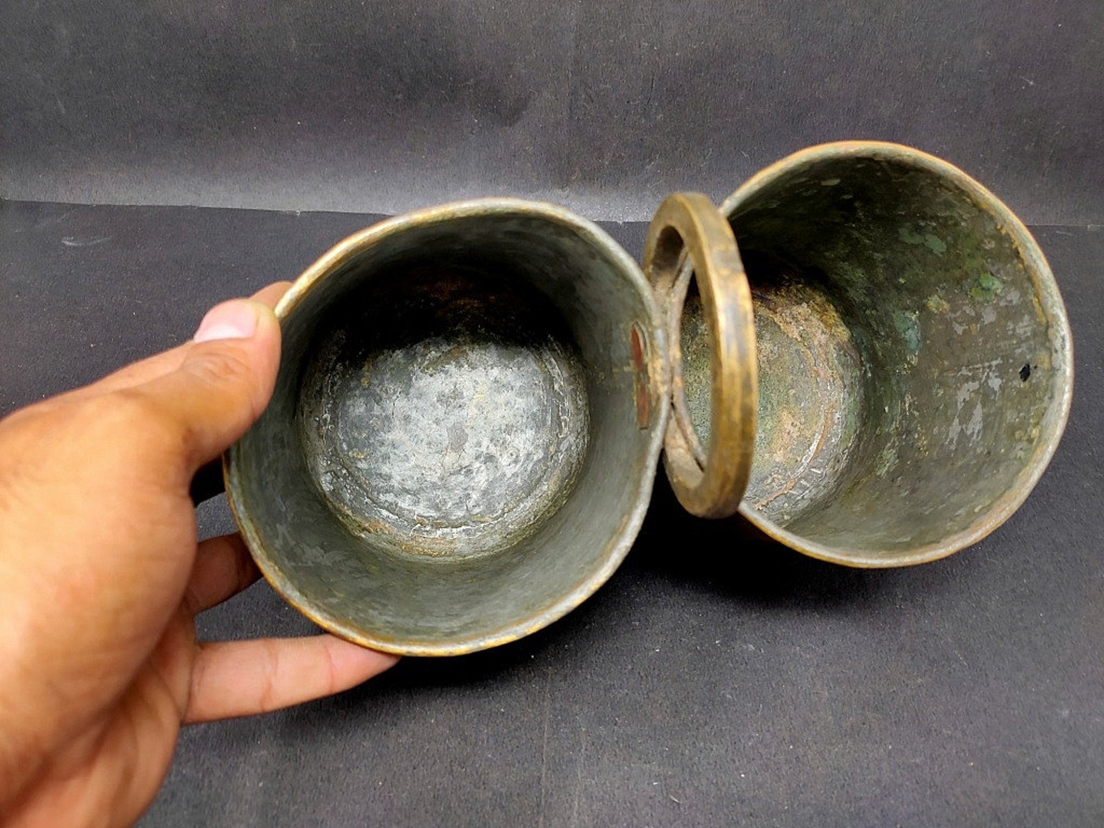Antique Brass Vegetable Pot Old Hand Crafted 2 Container Pot - Etsy