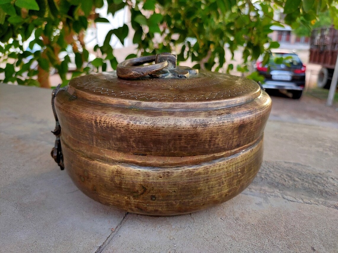 Old Rare Original Brass Chapati Box Hand Carved Tiffin Box - Etsy