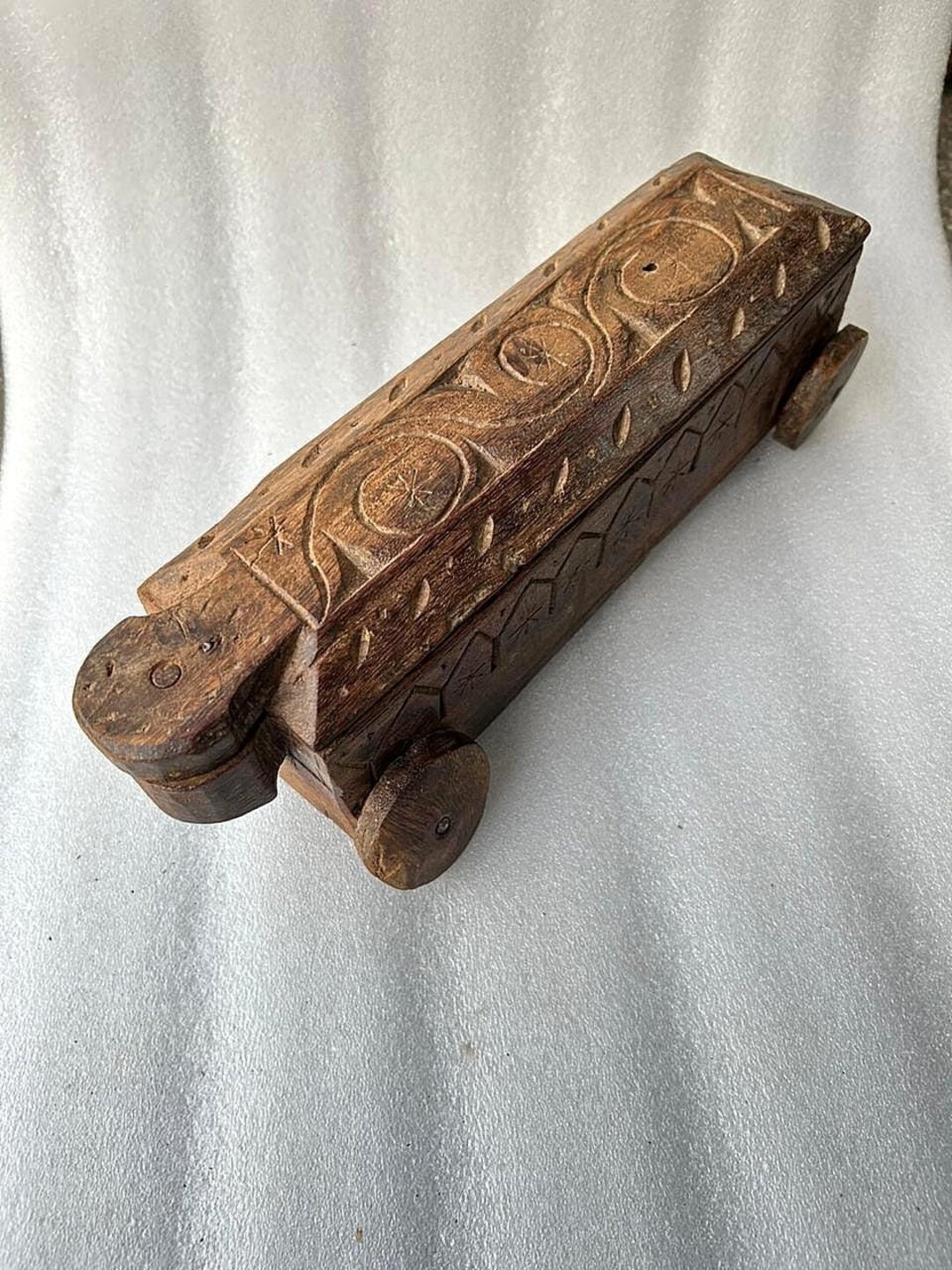 Vintage Wooden Fine Hand Carved Kumkum Powder Box Old Wooden 3 ...