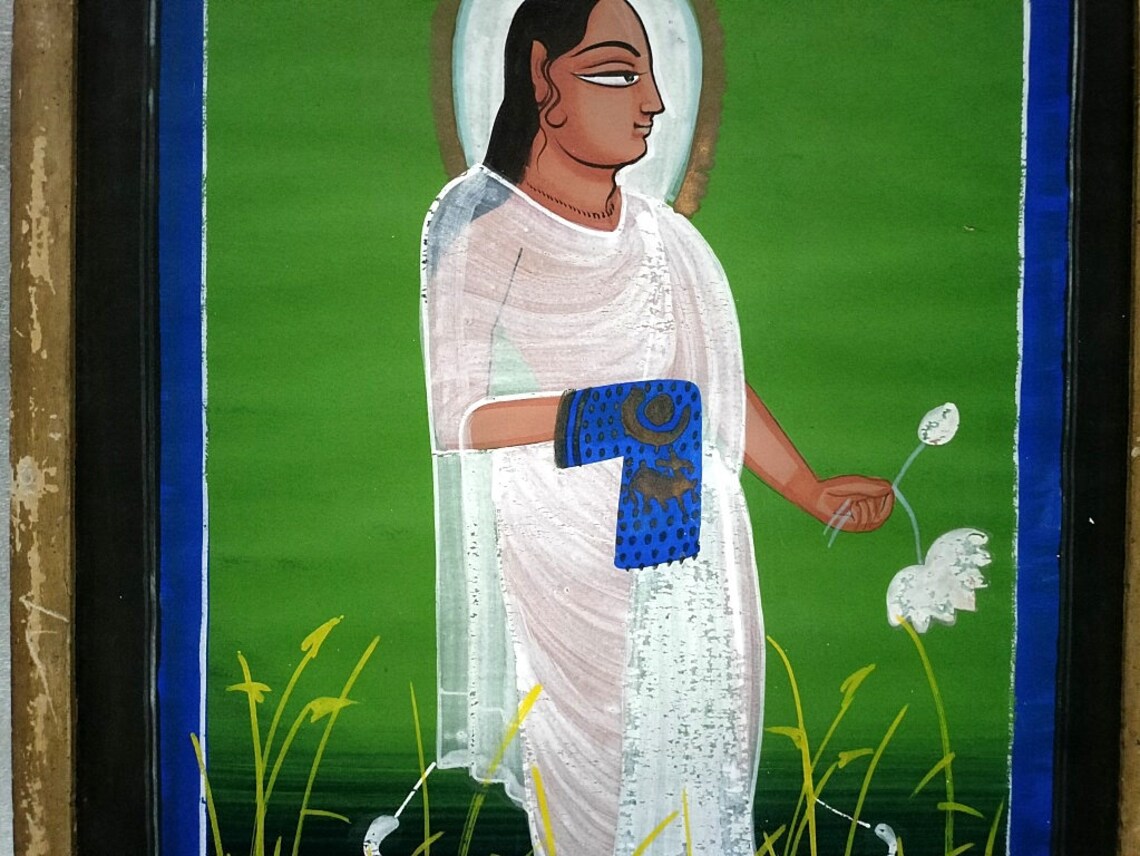 Vintage Fine Hand Made Hindu Saint Painting Old Worship Religious Saint ...
