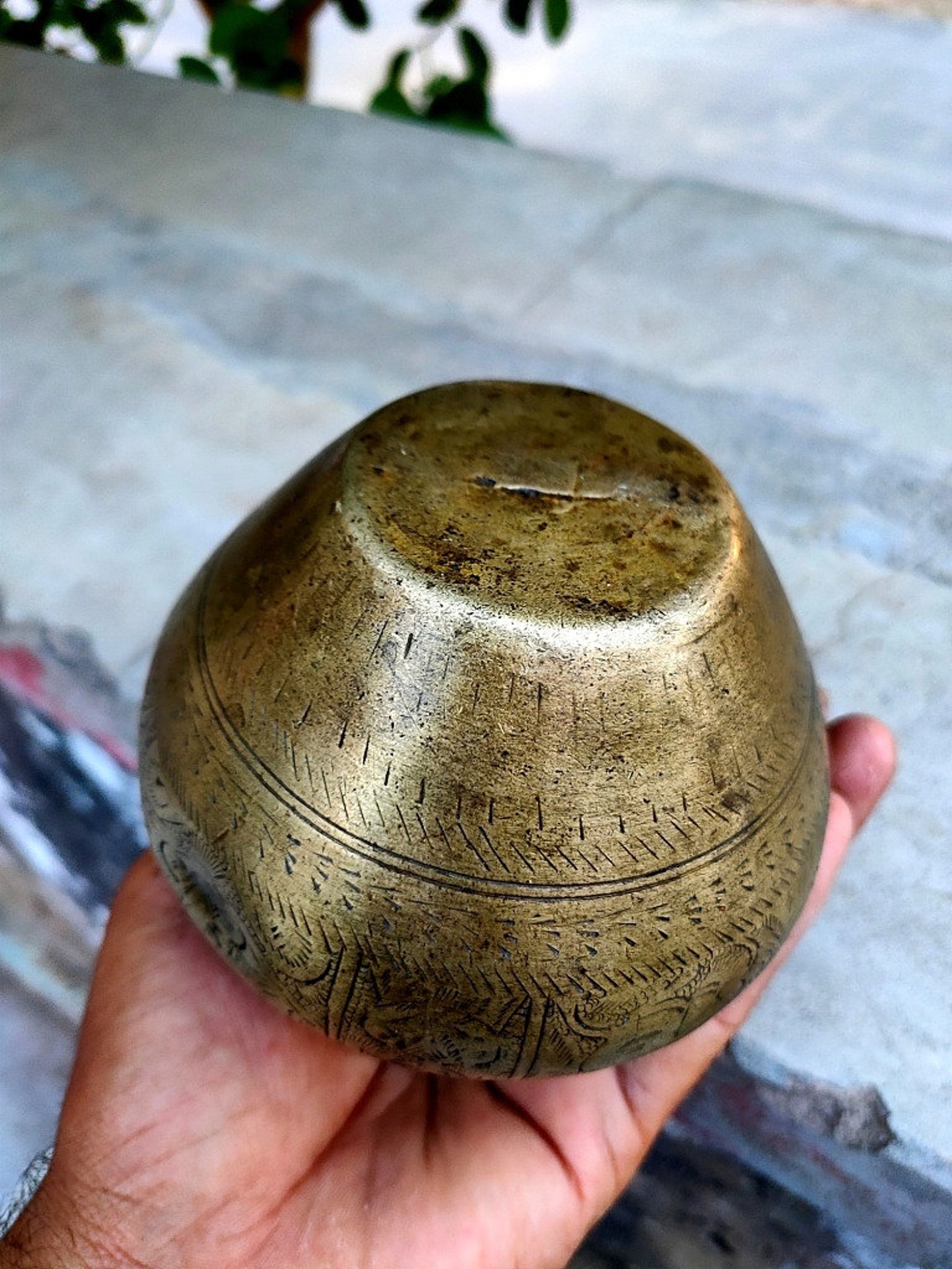 Antique Original Brass Water Pot Old Hand Carved House Pot Unique Shape ...