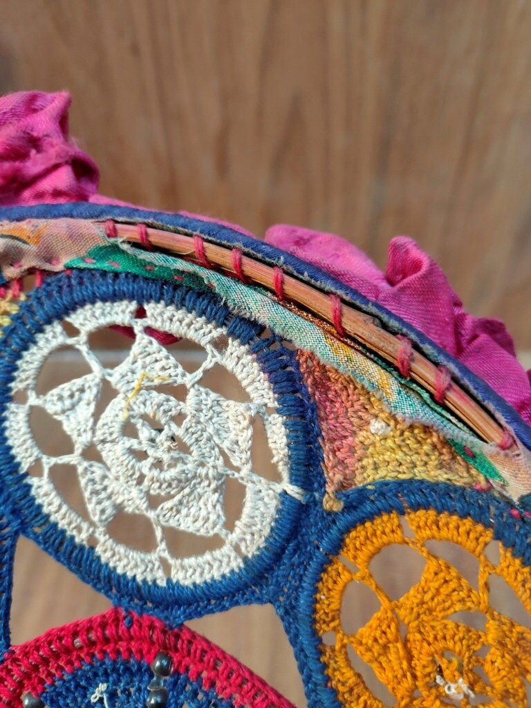 Antique Unique Hand Fan Old Thread Work Hand Fan Old Bangle Thread ...