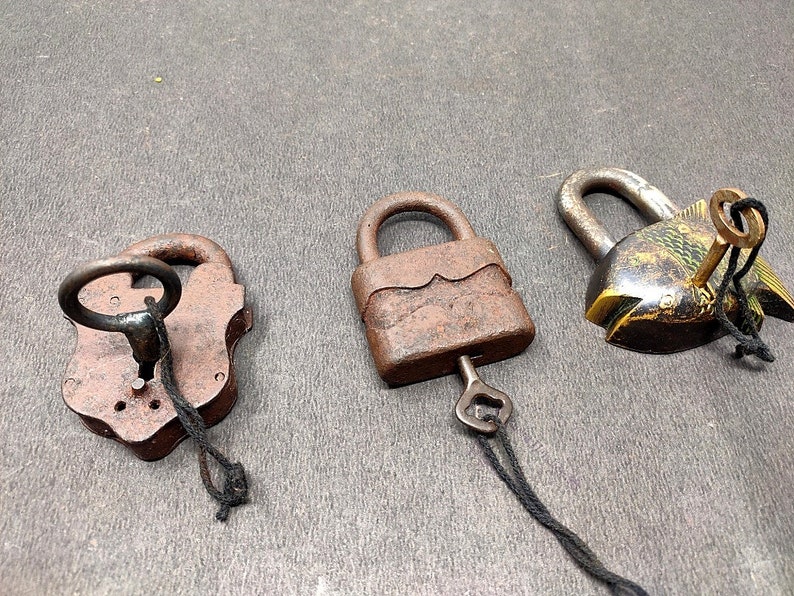 Antique Iron Padlock Old Iron Puzzle Lock Tricky Lock Screw | Etsy