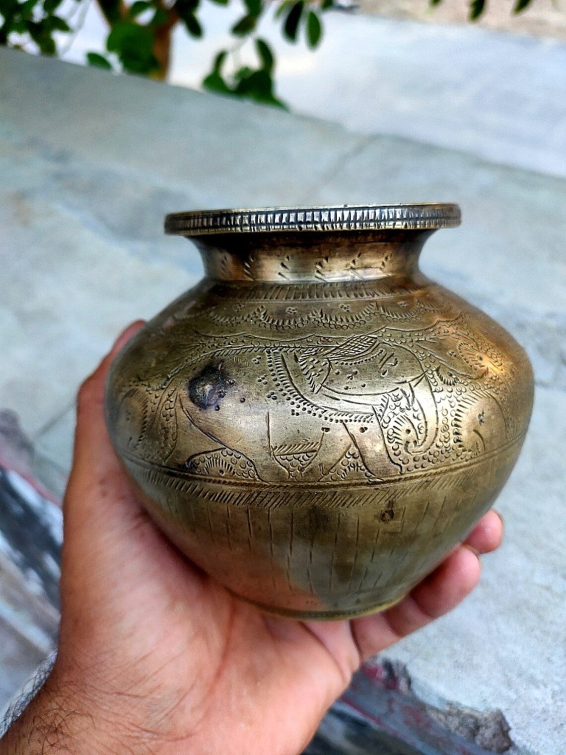 Vintage Rare Brass Holy Water Pot Old Hand Carved Elephant - Etsy