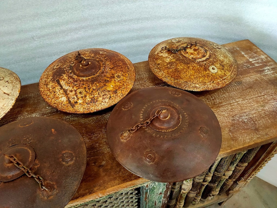 Antique Look Iron Opium Box Floral Engraved Opium Pot Hand Made 7 Pc ...