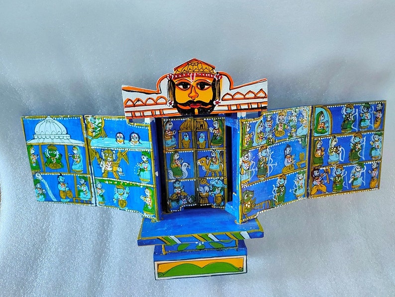Wooden Blue Painted Kawad Wooden Indian Religious Temple Kawad - Etsy