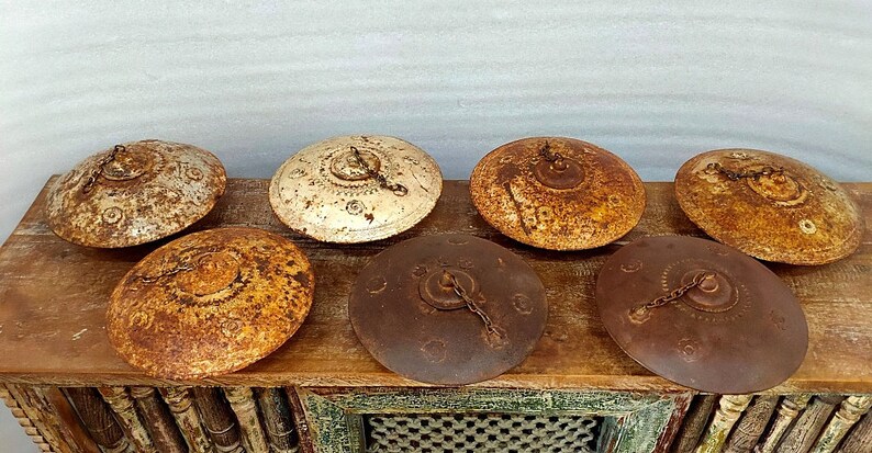 Antique Look Iron Opium Box Floral Engraved Opium Pot Hand Made 7 Pc ...