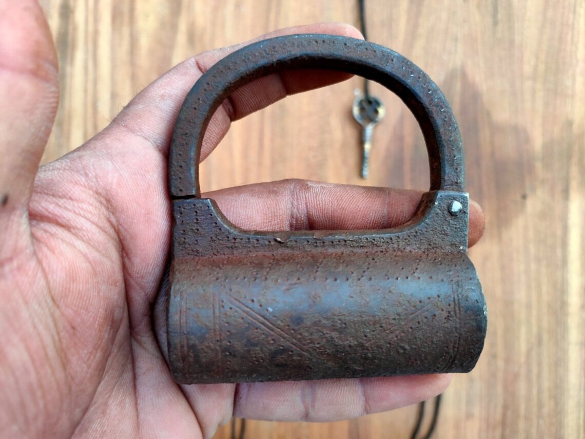 Antique Iron Padlocks / Old Iron Hand Forged Padlock / | Etsy