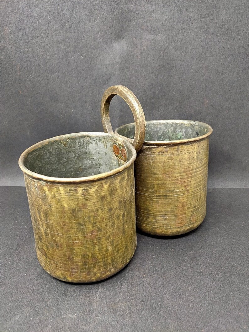 Antique Brass Vegetable Pot Old Hand Crafted 2 Container Pot - Etsy