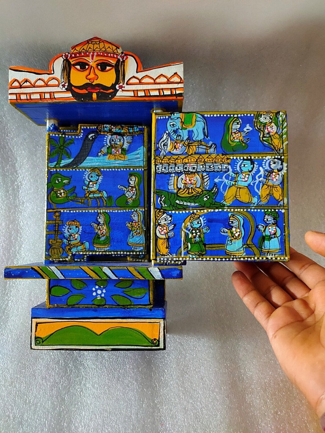 Wooden Blue Painted Kawad Wooden Indian Religious Temple Kawad - Etsy