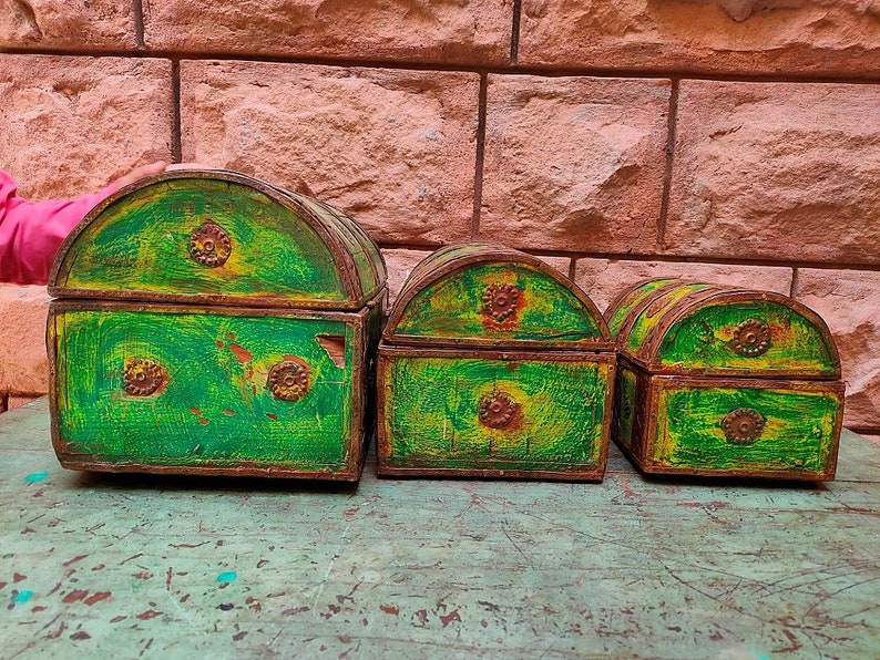 Vintage Wooden Unique Storage Box Old Artistic Hand Painted - Etsy
