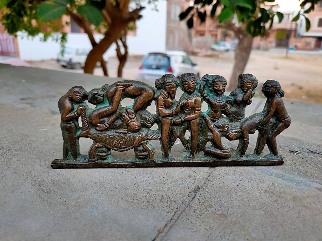 Antique Brass Erotic Figure Love Making Statue Hand Carved Old Nude ...