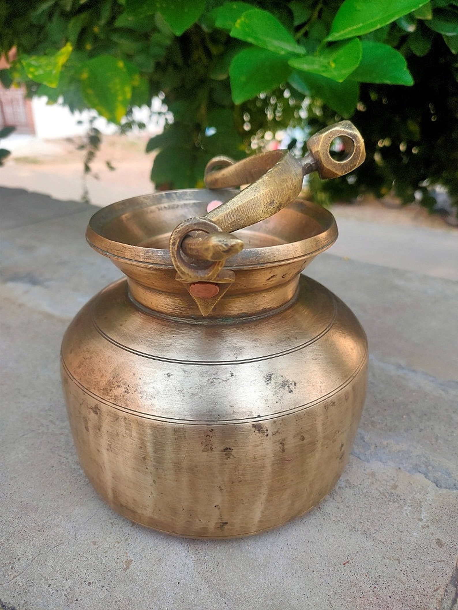 Vintage Brass Water Pot With Handle Old Hanging Planter Indian - Etsy