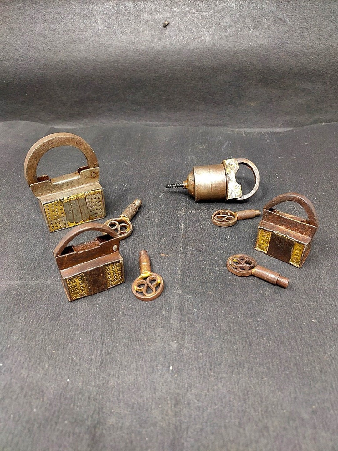 Antique Iron Brass Work Lock Original Old Brass Work Padlock Small ...