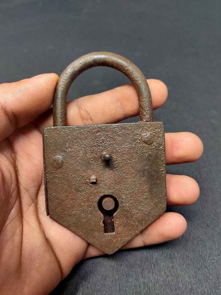 Antique Iron Padlock Made in Germany Hand Crafted Spring System Lock ...