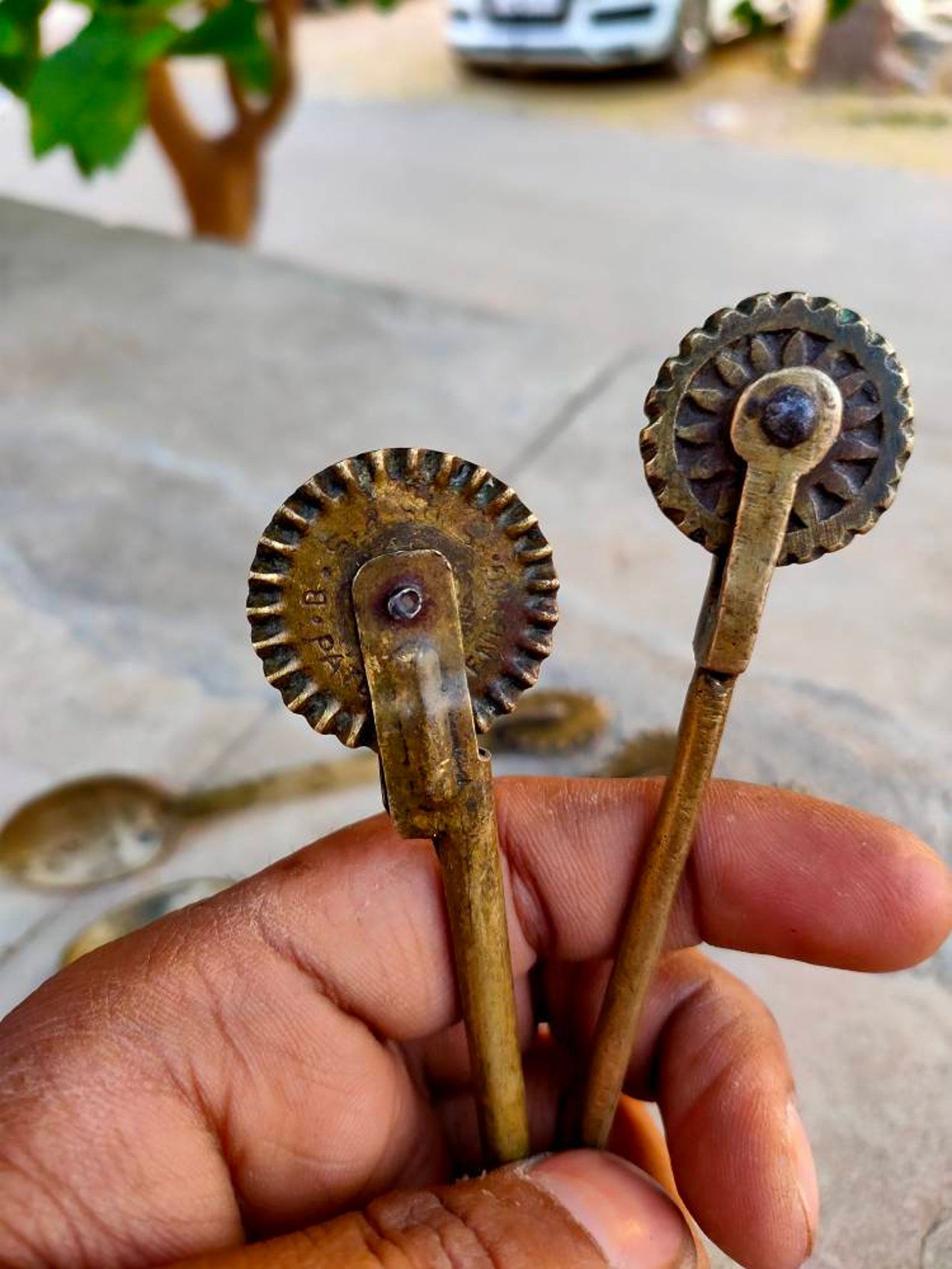 Antique Brass Spoon Vegetable Spoon With Cutter Spoon Old - Etsy