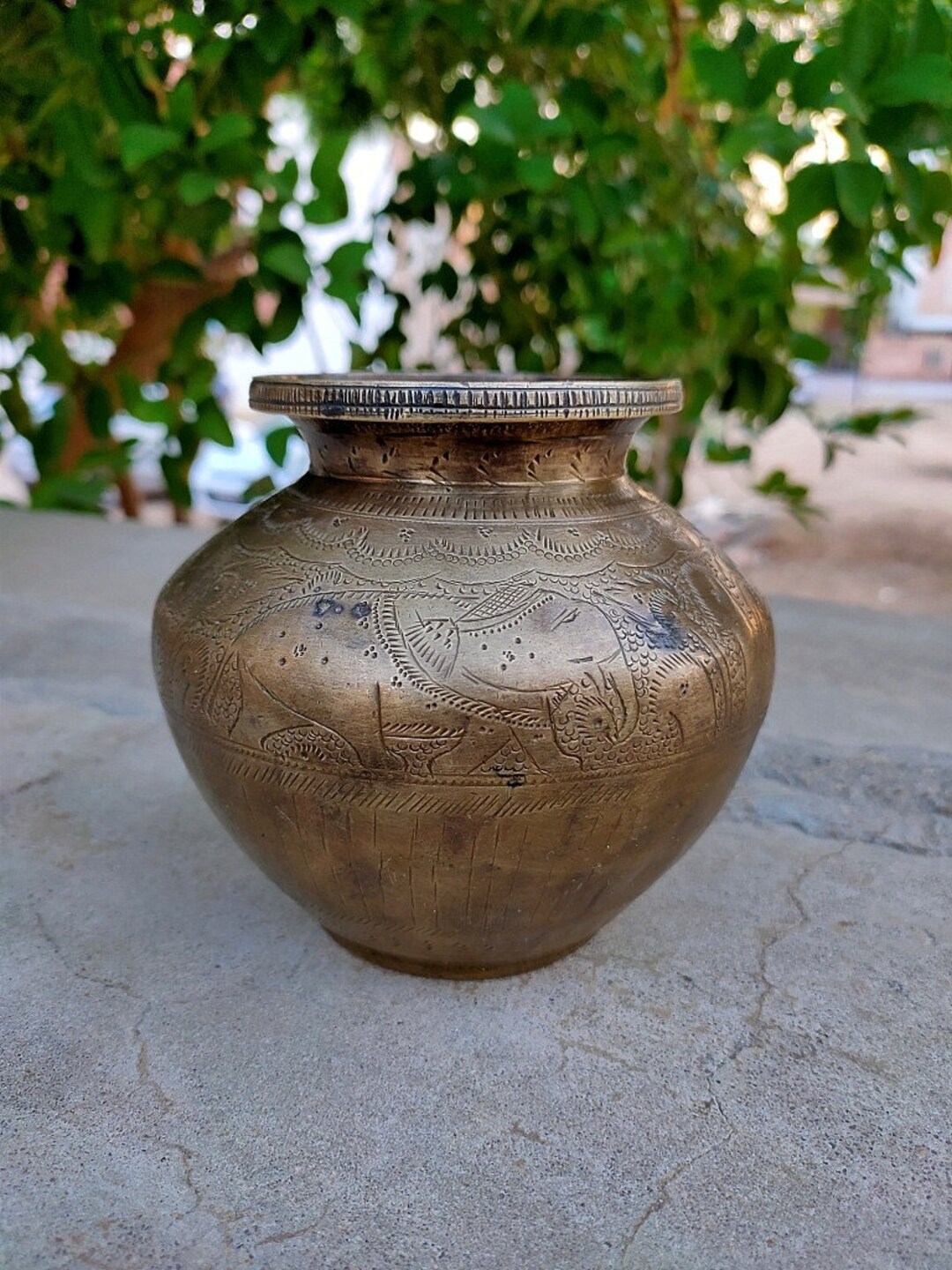 Vintage Rare Brass Holy Water Pot Old Hand Carved Elephant Design ...