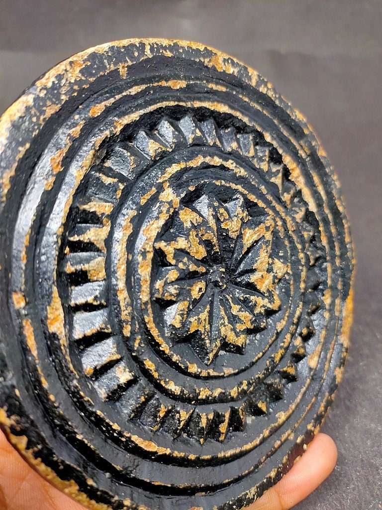 Vintage Stone Cookie Mold Bread Hand Carved Floral Work Old - Etsy
