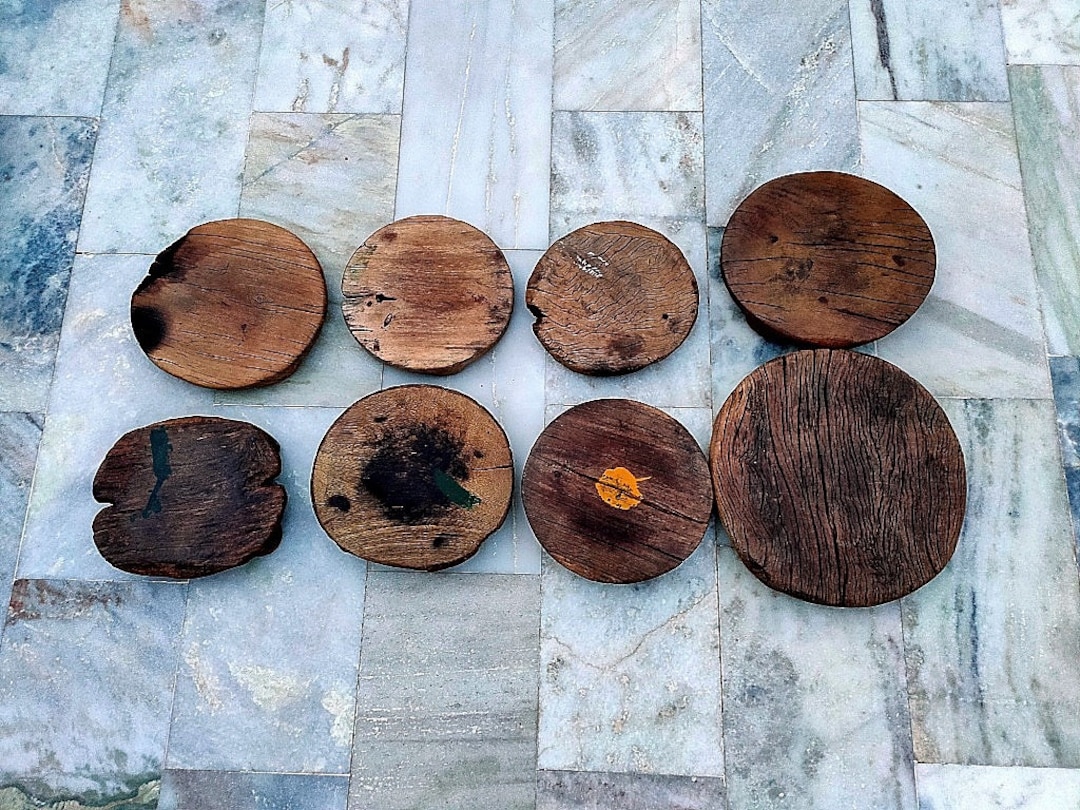 Vintage Chapati Board With Antique Patina- Set of 7 Pieces Rustic Wood ...