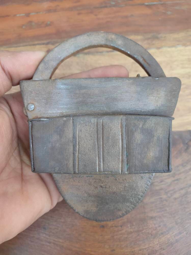 Antique unique shape lock Iron Brass Work Padlock Old Hand | Etsy
