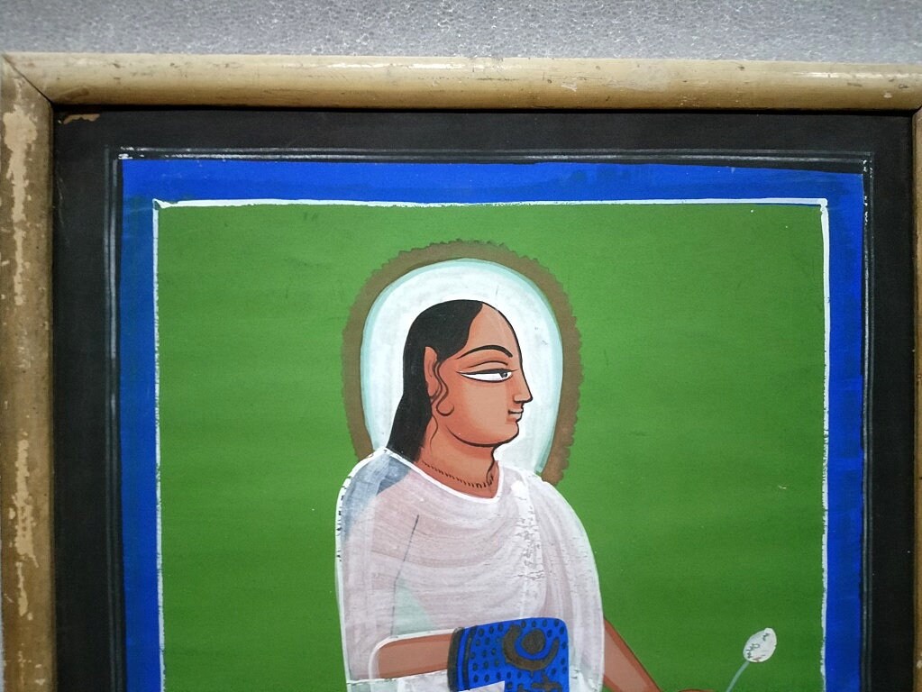 Vintage Fine Hand Made Hindu Saint Painting Old Worship Religious Saint ...