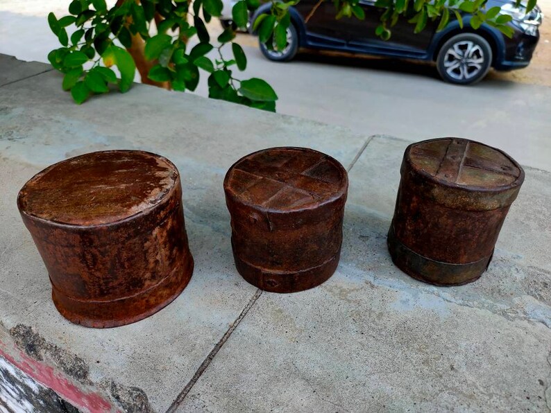 Vintage Iron Rice Measurement Pot Old Hand Made Pot Hand Forged Iron ...