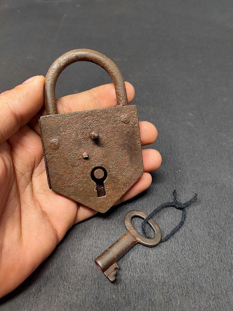 Antique Iron Padlock Made in Germany Hand Crafted Spring System Lock ...