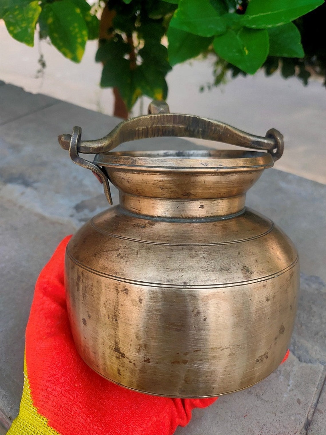 Vintage Brass Water Pot With Handle Old Hanging Planter Indian - Etsy