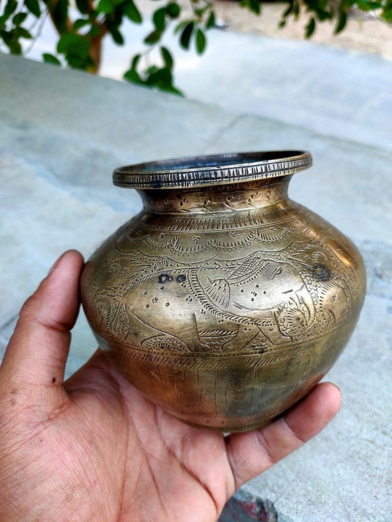 Vintage Rare Brass Holy Water Pot Old Hand Carved Elephant - Etsy