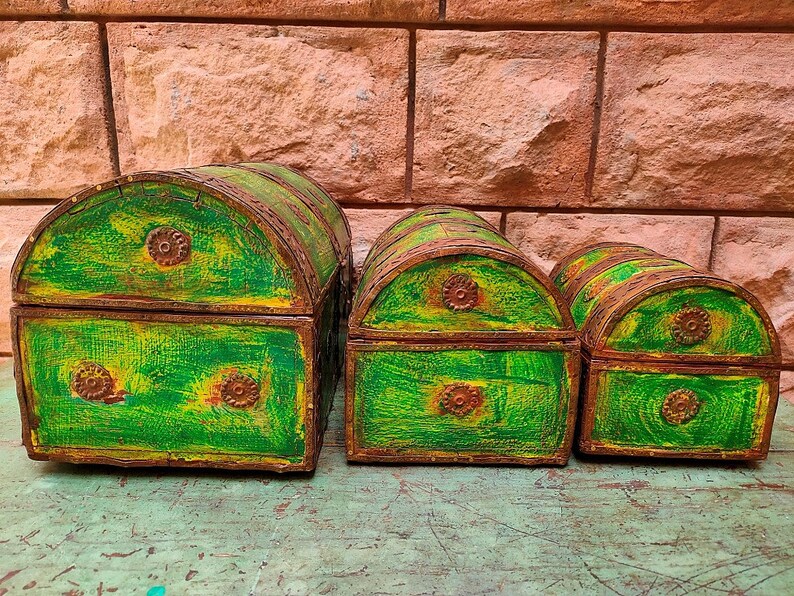 Vintage Wooden Unique Storage Box Old Artistic Hand Painted - Etsy