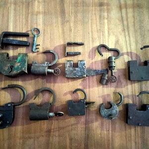 Antique Iron German Lock Tribal Lock Barrel Shape Padlock Strip System ...