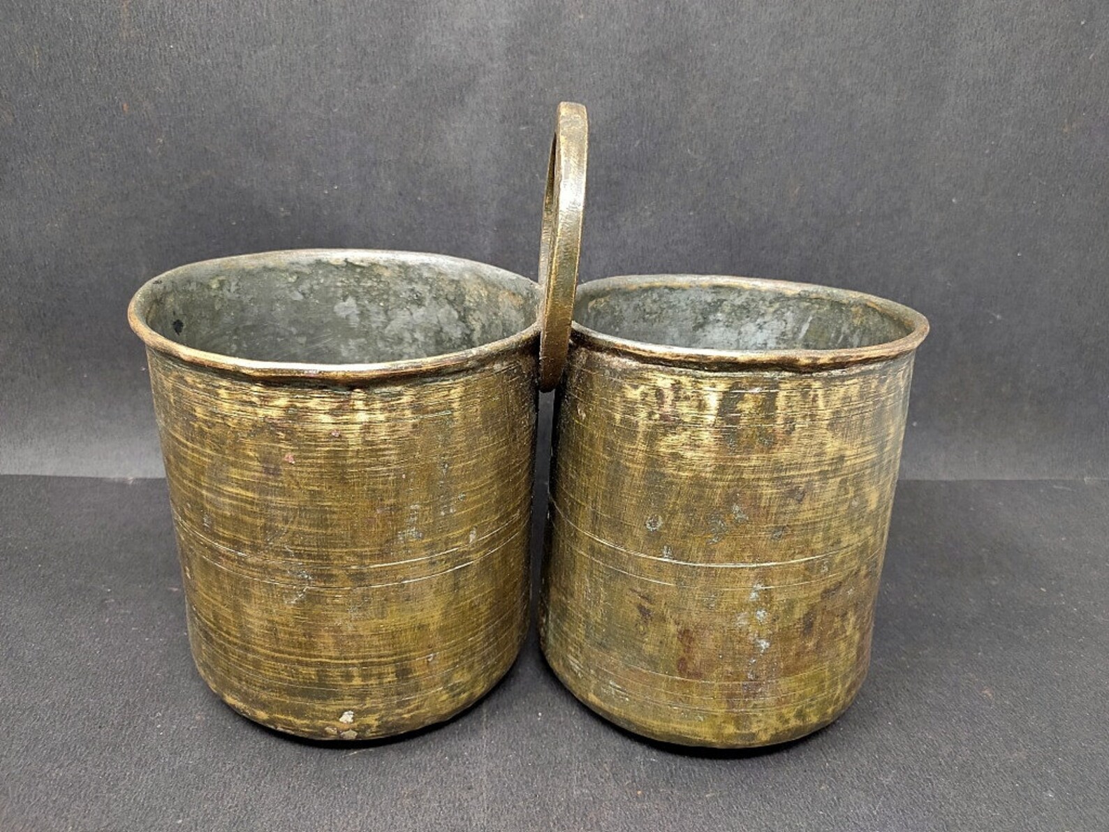 Antique Brass Vegetable Pot Old Hand Crafted 2 Container Pot - Etsy