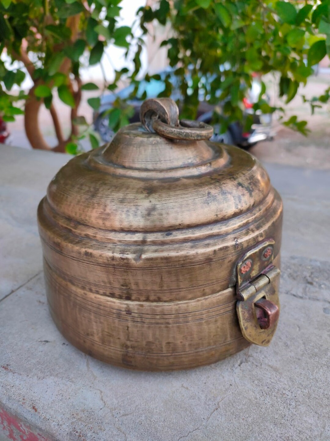 Antique Rare Original Brass Chapati Box Hand Carved Tiffin Box Unique ...