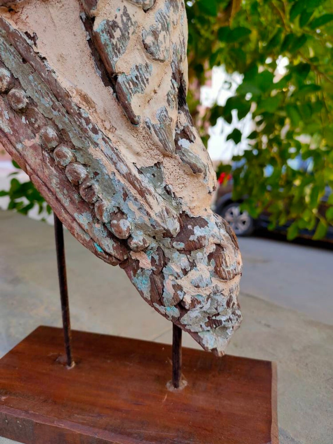 Antique Wood Hand Carved South India Wild Elephant Fish Figurine Wall ...