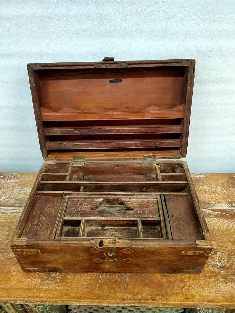 Antique Small Wooden Merchant Box Hand Made Antique Original Money Box ...