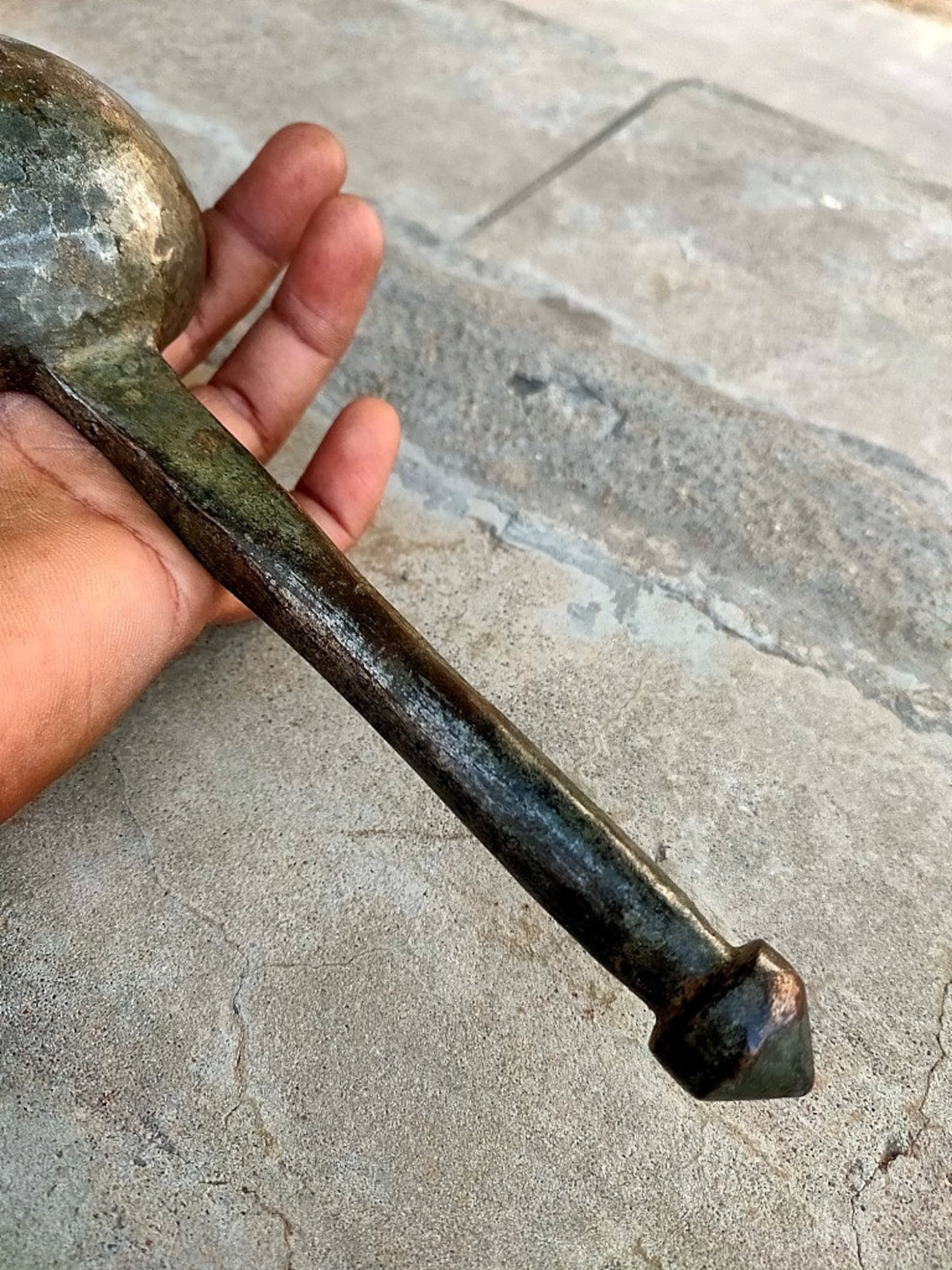 Antique Brass Spoon Vegetable Spoon Hand Made Hammered Design Spoon Old ...