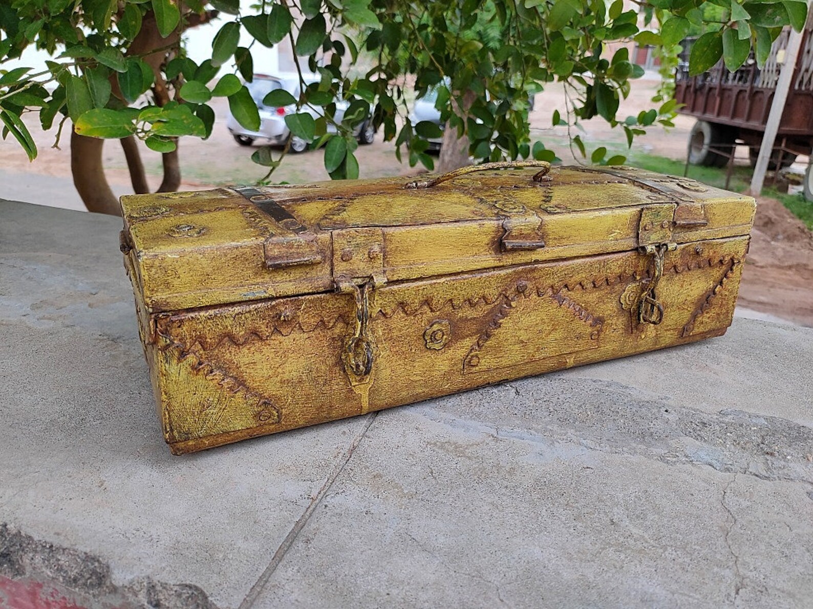 Vintage Brass Work Iron Box Indian Iron Smith Box Money Box Unique ...