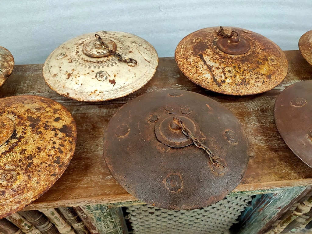 Antique Look Iron Opium Box Floral Engraved Opium Pot Hand Made 7 Pc ...