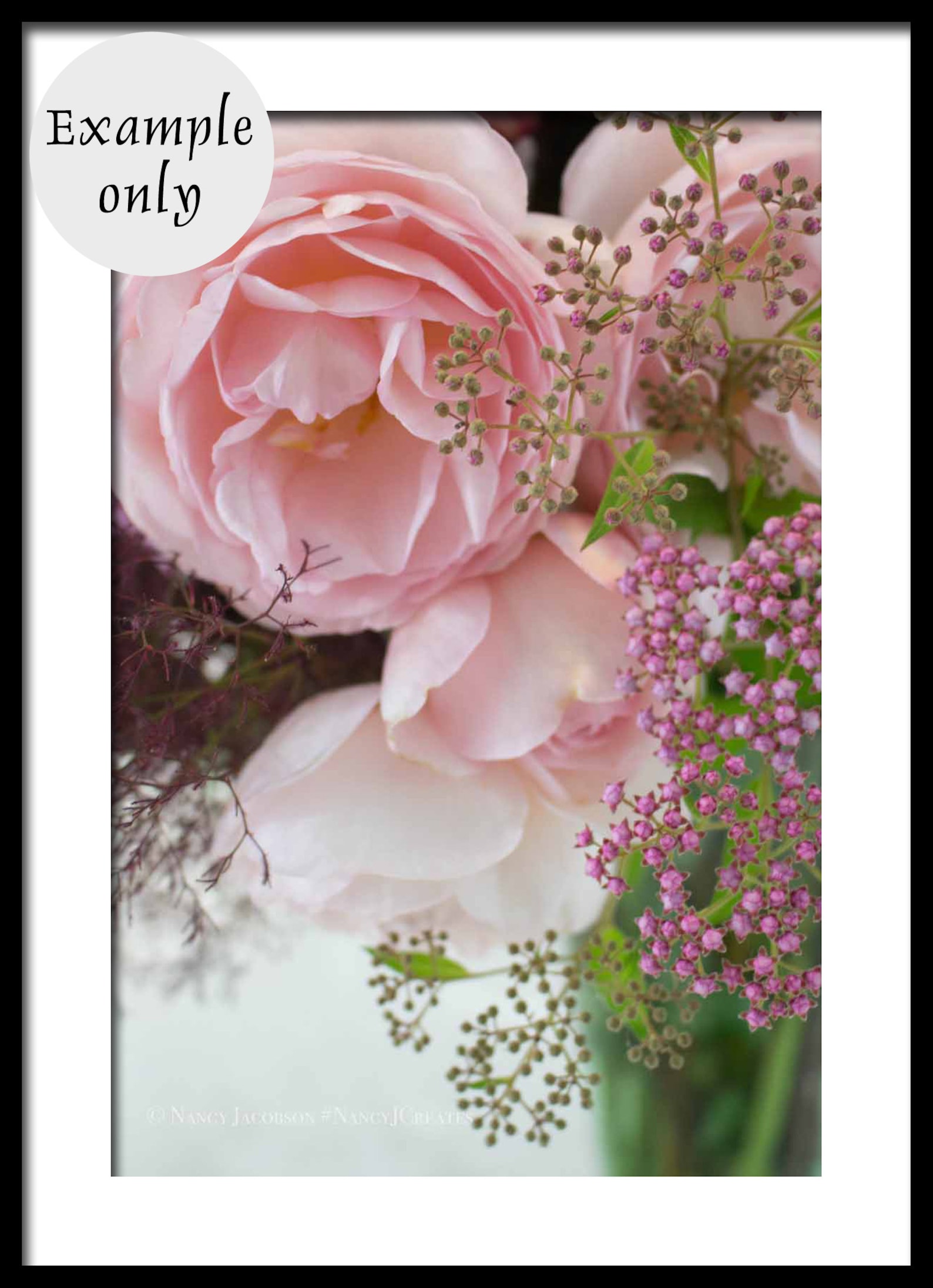 Pale Pink Roses in Bouquet Picture, English Rose Print, Pretty ...