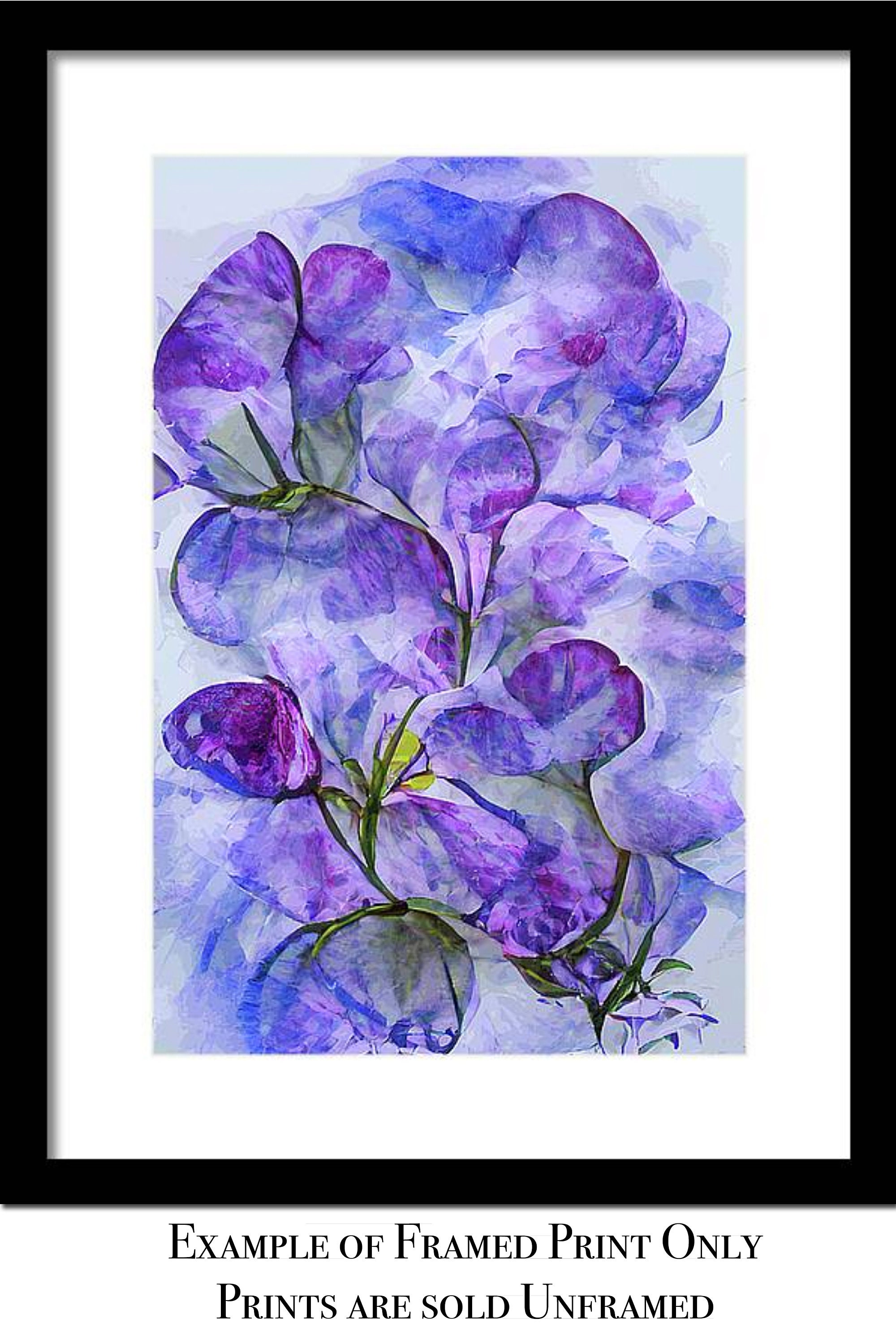 Violet Botanical Digital Art, Spa Art, Fluid Art, Abstract Wall Art ...