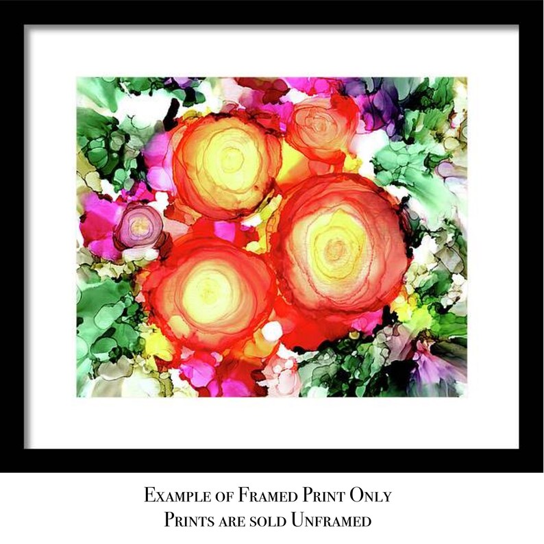 Red Rose Art Print From My Original Alcohol Ink Painting - Etsy