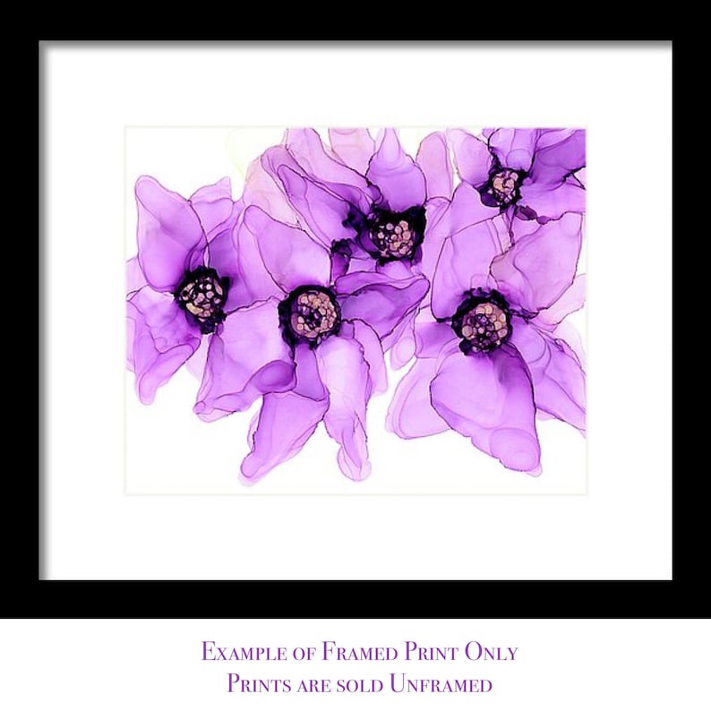 Purple Flower Art Print From My Original Alcohol Ink Painting, Plum ...